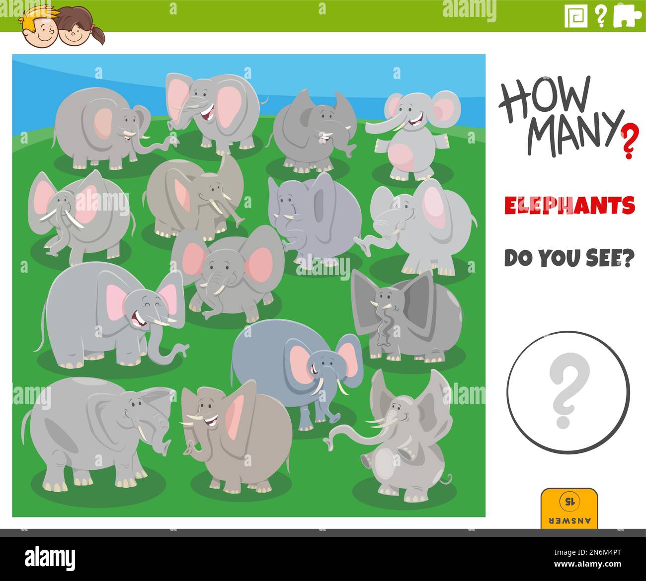 Illustration of educational counting game for children with cartoon ...