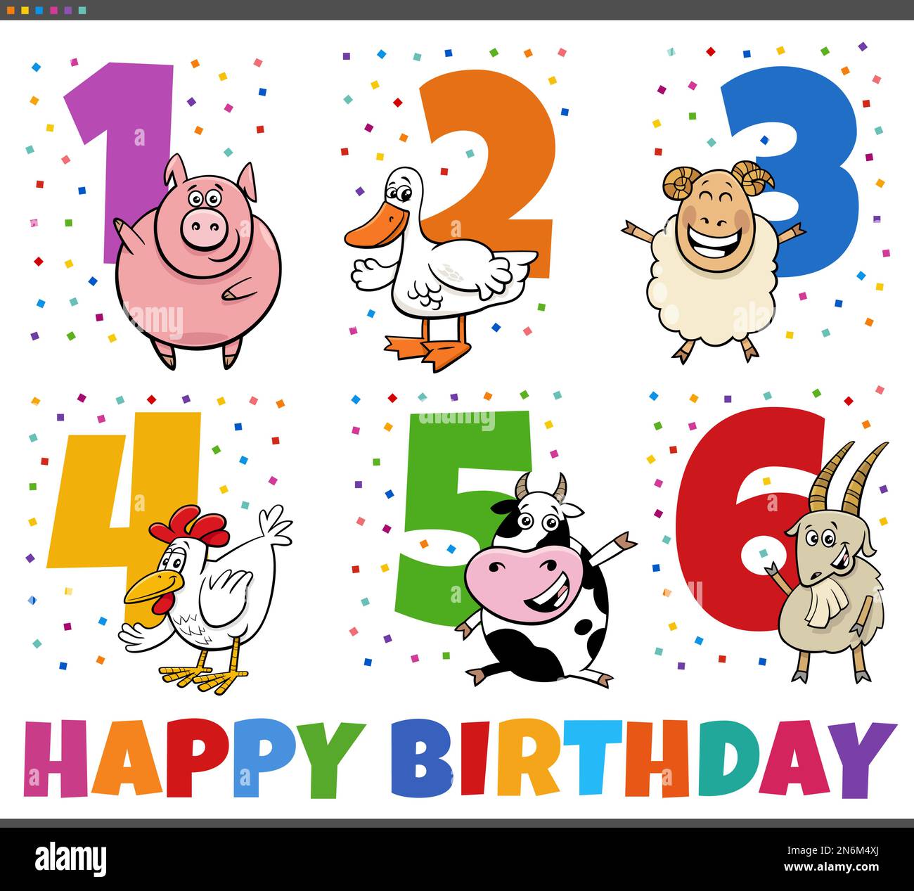 Cartoon illustration design of the birthday anniversary greeting cards ...