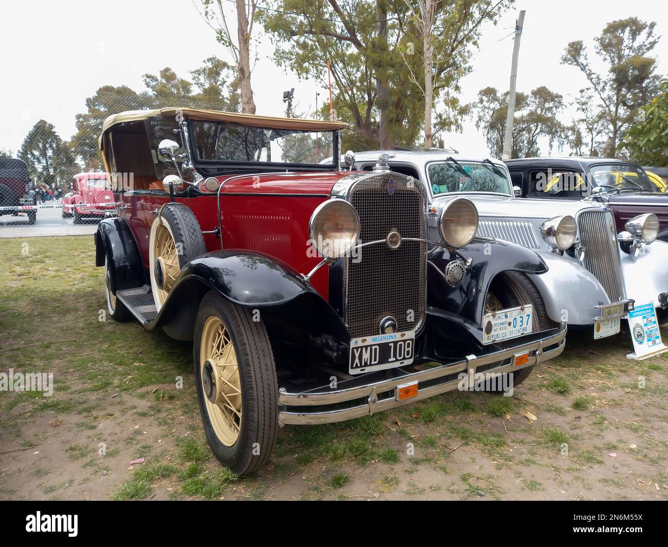 Old red 1931 Chevrolet Chevy Phaeton four door by General Motors in a ...