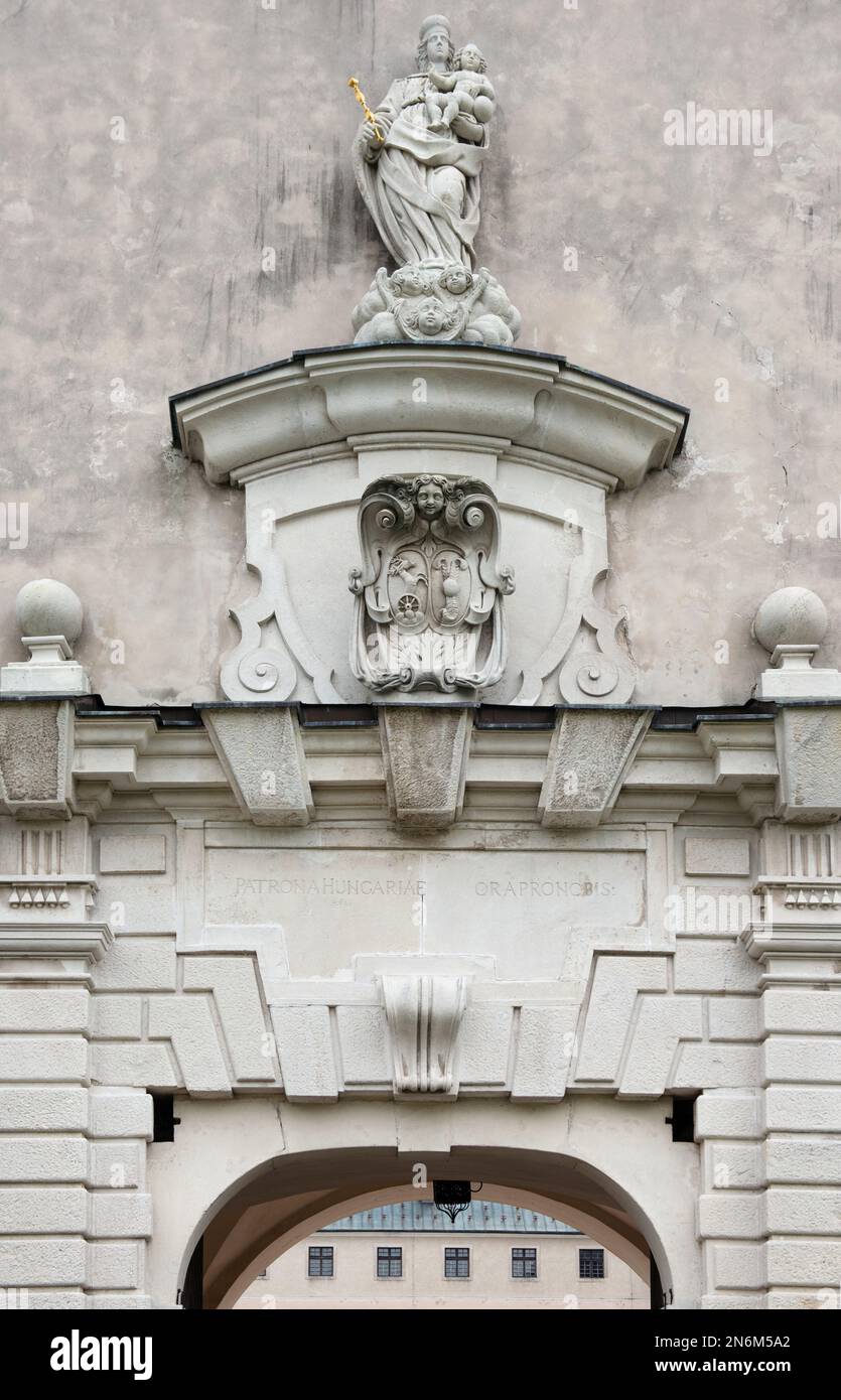 Entrance gate with an armorial symbol of Palffy family on top, Cerveny ...