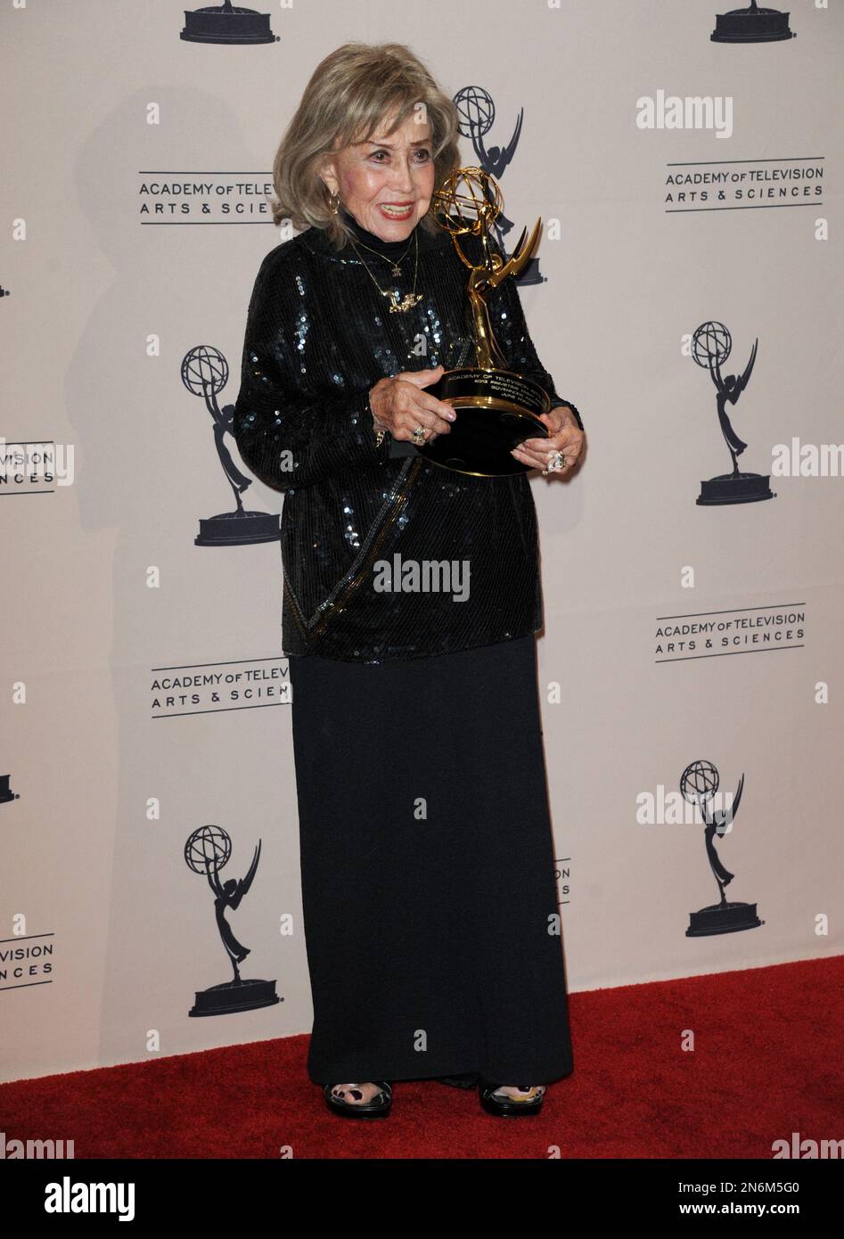 June Foray poses backstage with the Govenors award at the Primetime ...