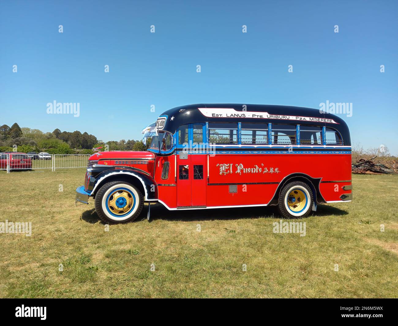 old red Chevrolet 1946 bus for public passenger transport in Buenos ...