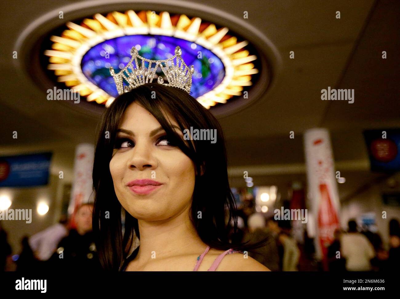 Miss Puerto Rico Collegiate Shaina Millan waits in the lobby of ...