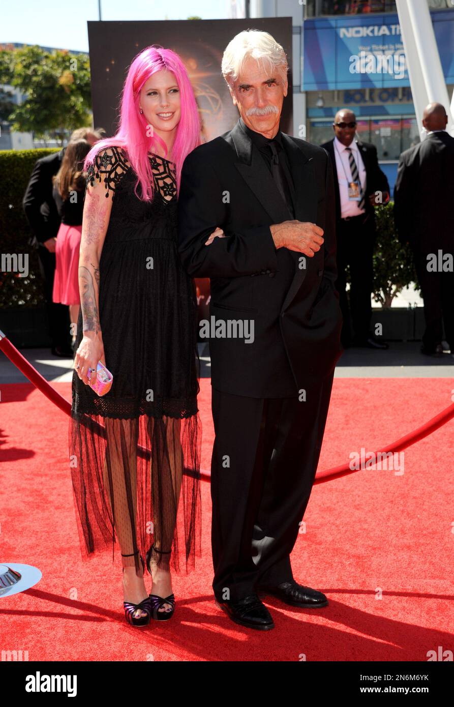Sam Elliot, right, and daughter Cleo Cole Elliott arrive at the ...