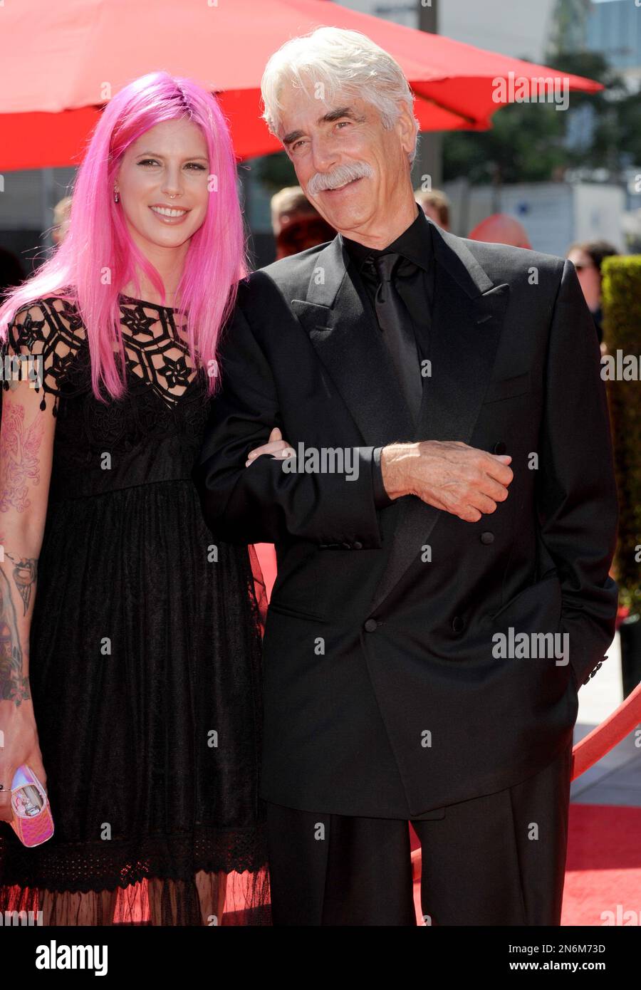 Sam Elliot, right, and daughter Cleo Cole Elliott arrive at the ...