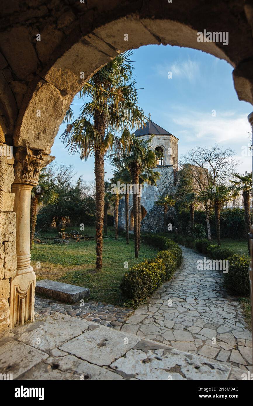 Arched corridor at Khobi Convent, Georgia Stock Photo - Alamy