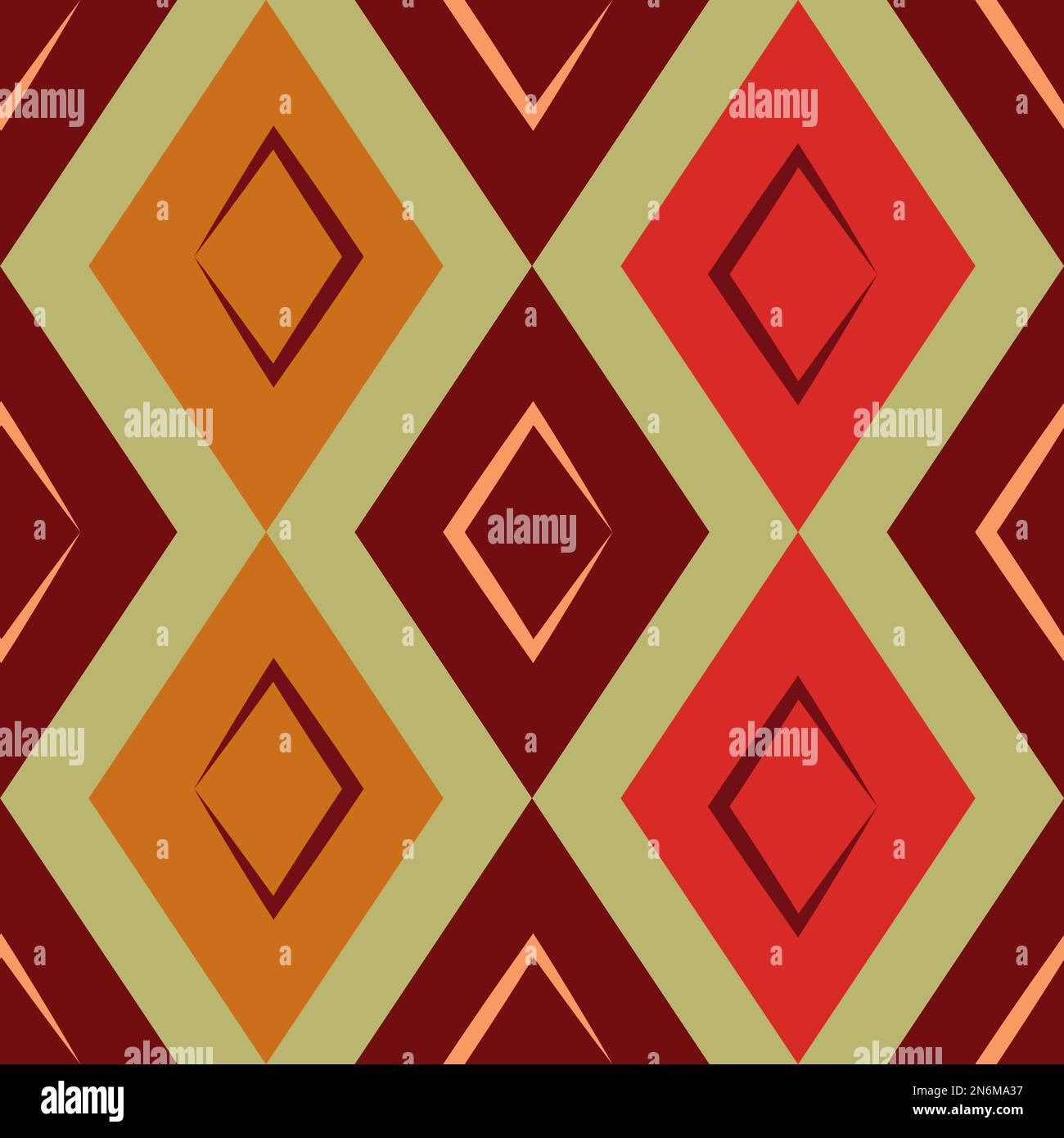 Diamond vector seamless pattern background. Earthy red green rhombuses ...