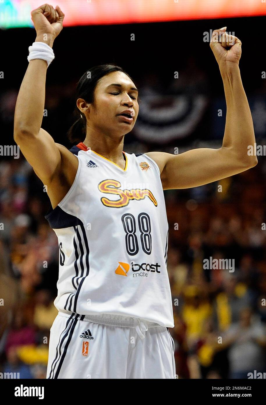 Connecticut Sun's Iziane Castro Marques reacts after scoring the go ...