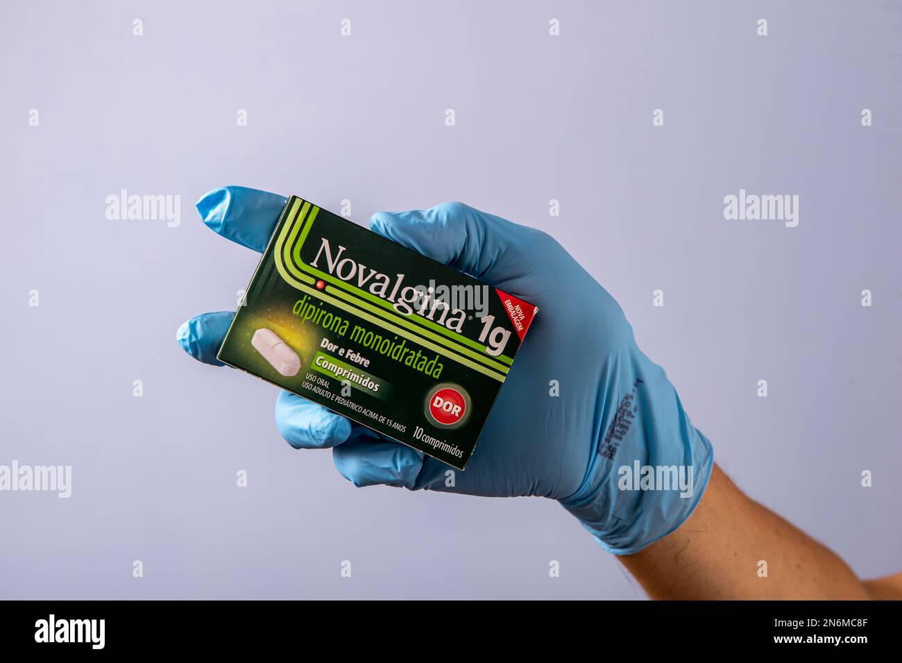 Rio, Brazil - January 27, 2023, doctor hand with protective rubber ...