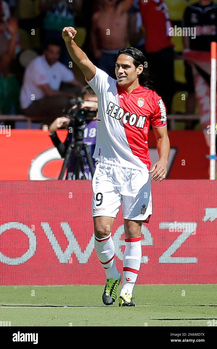 Monaco's Falcao of Colombia reacts after scoring the first goal against ...