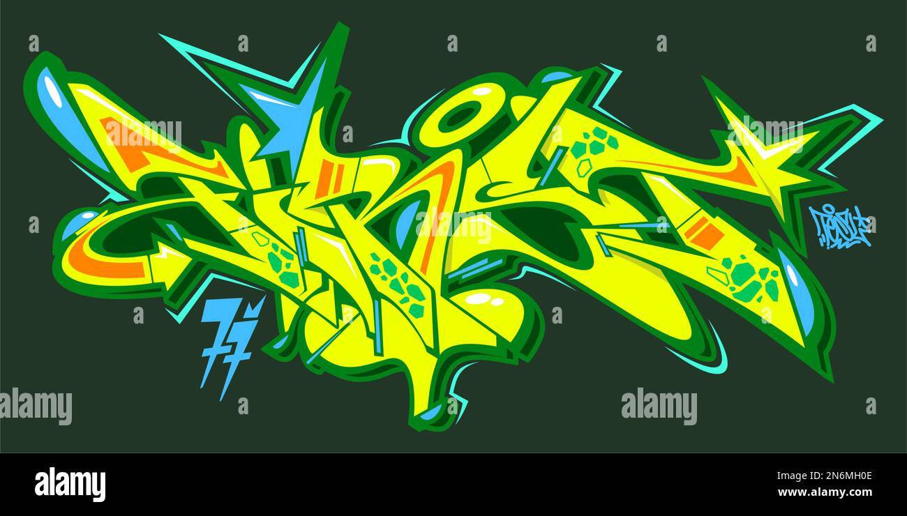 Abstract Isolated Graffiti Street Art Style Word First Lettering Vector ...