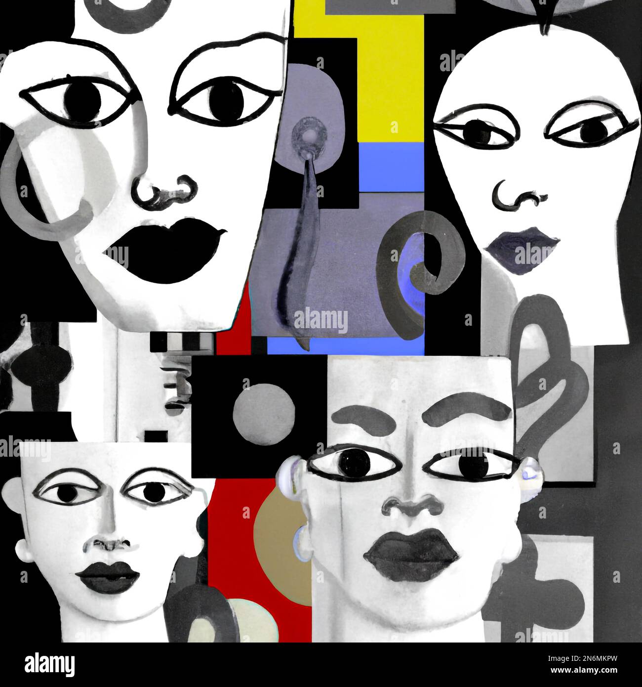 Abstract portrait faces composition, contemporary fashion design ...