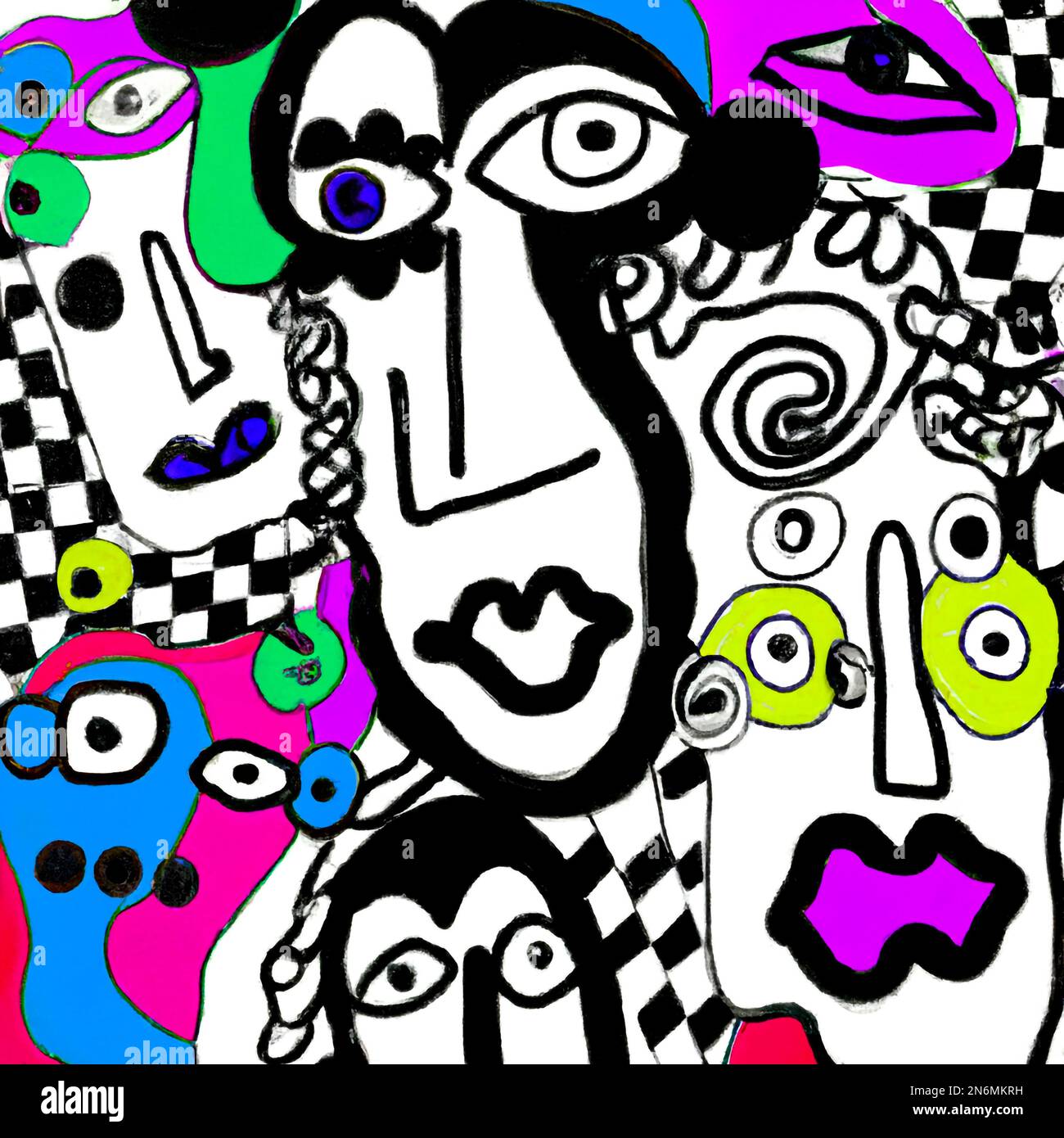 Abstract portrait faces composition, contemporary fashion design ...
