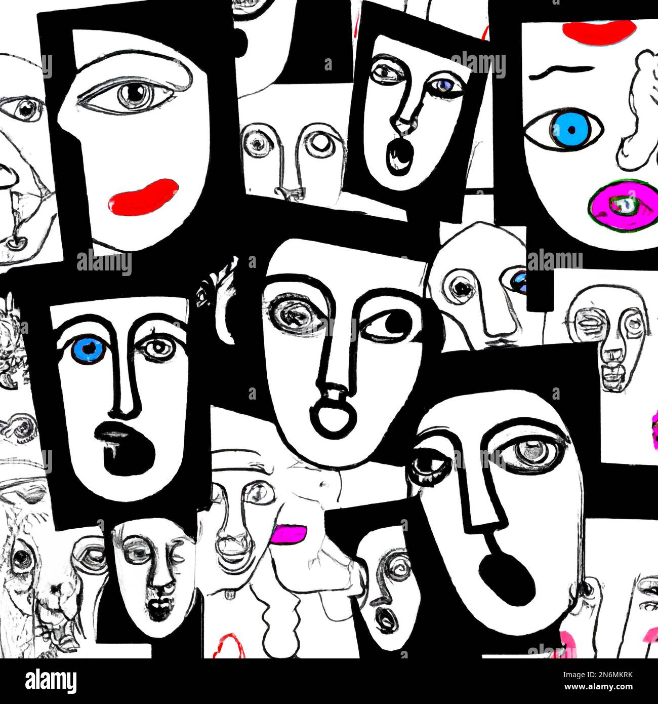 Abstract portrait faces composition, contemporary fashion design ...