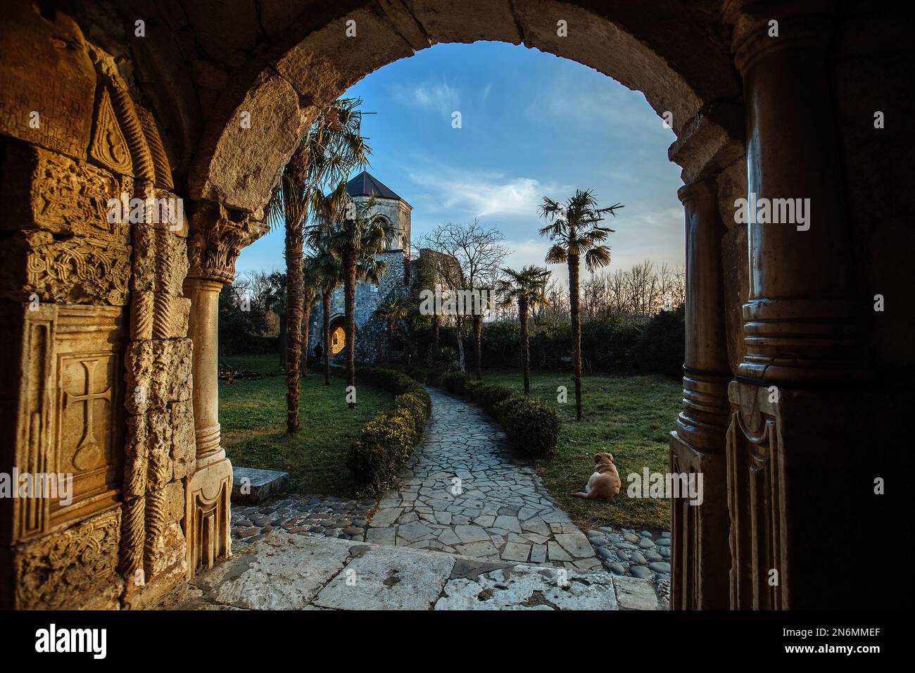 Arched corridor at Khobi Convent, Georgia Stock Photo - Alamy