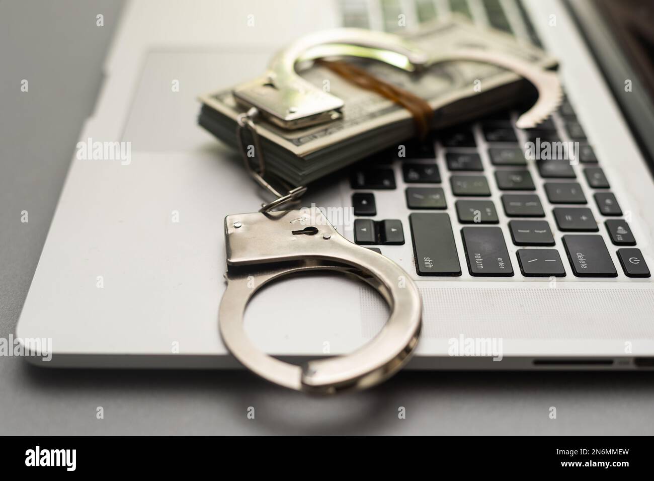 Computer keyboard and handcuffs top view. Criminal concept Stock Photo ...
