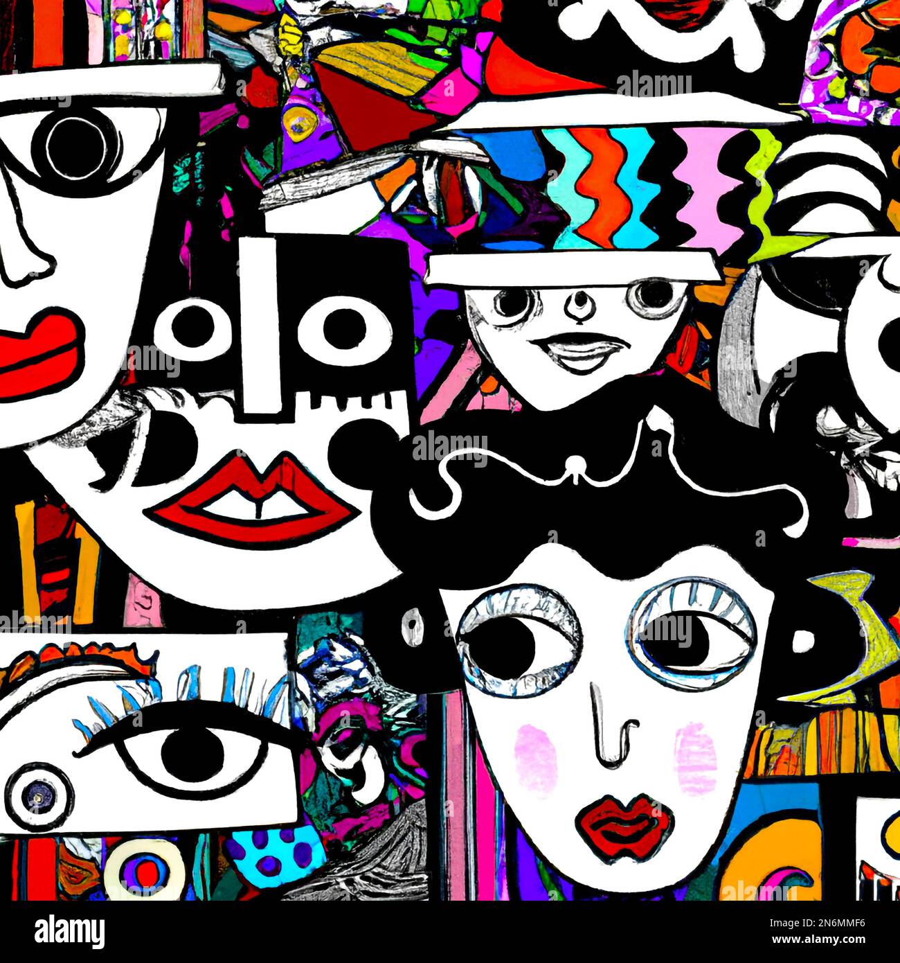 Abstract portrait faces composition, contemporary fashion design ...