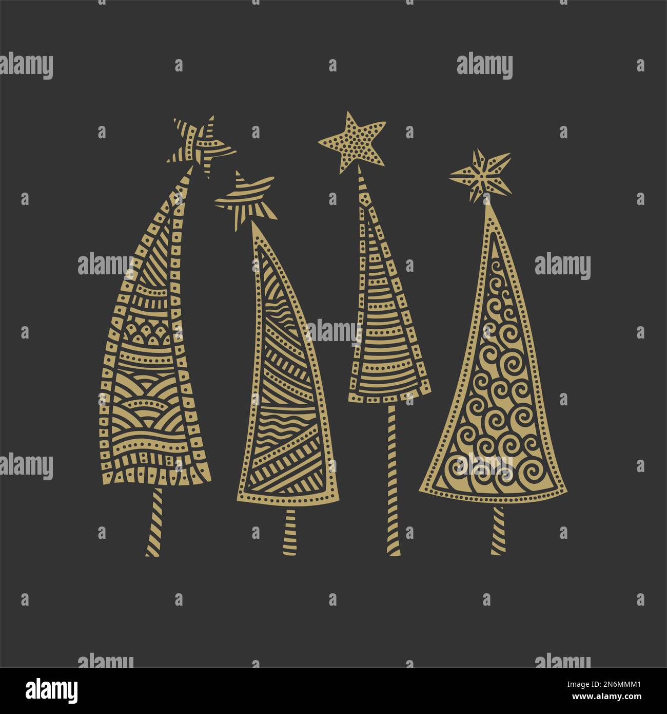 Vector illustration. Christmas trees with stars Stock Vector Image ...