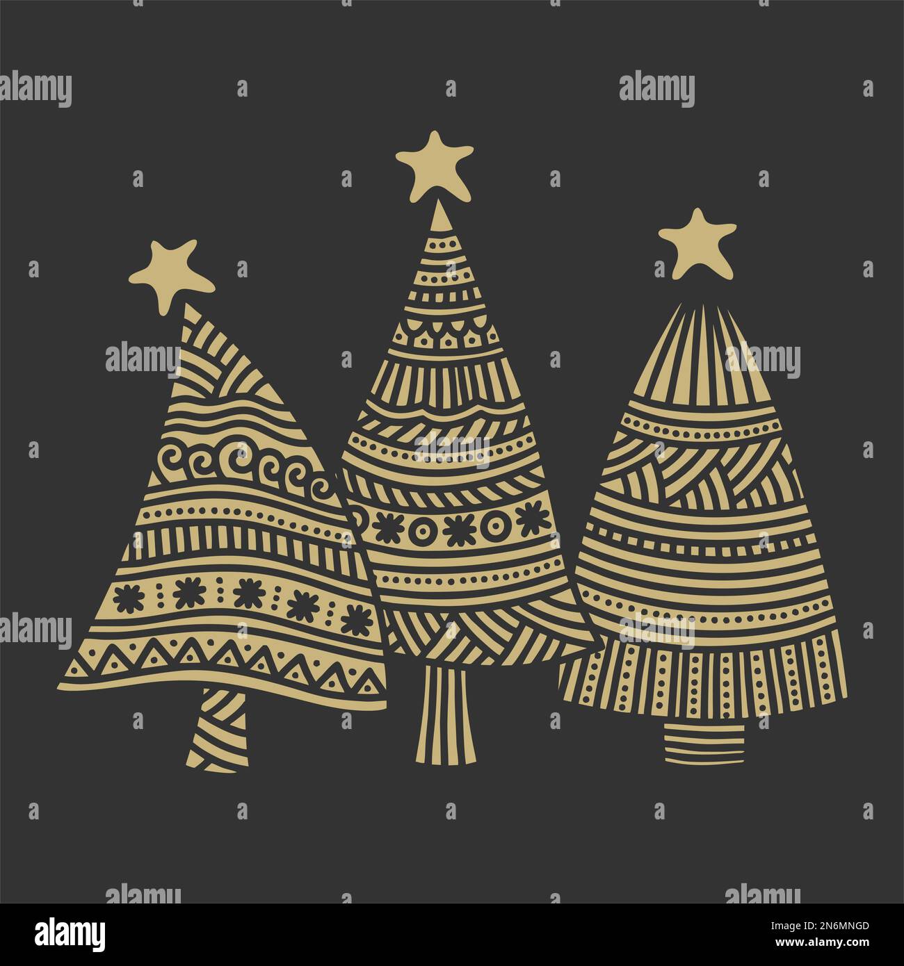 Vector illustration. Christmas trees with stars Stock Vector Image ...