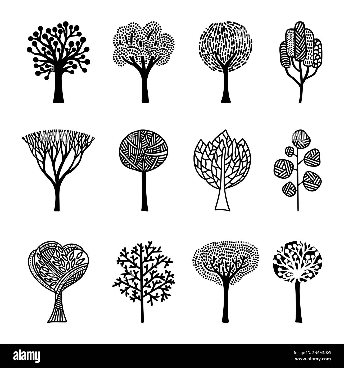 Vector illustration. Hand-drawn tree set Stock Vector Image & Art - Alamy