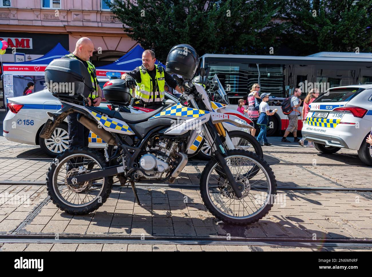 Brno, Czech Republic, September 3, 2022 Demonstration of city services ...