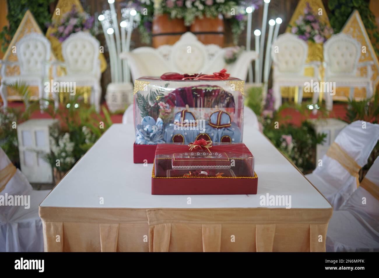 Wedding gift on a table for traditional wedding ceremony Stock Photo ...