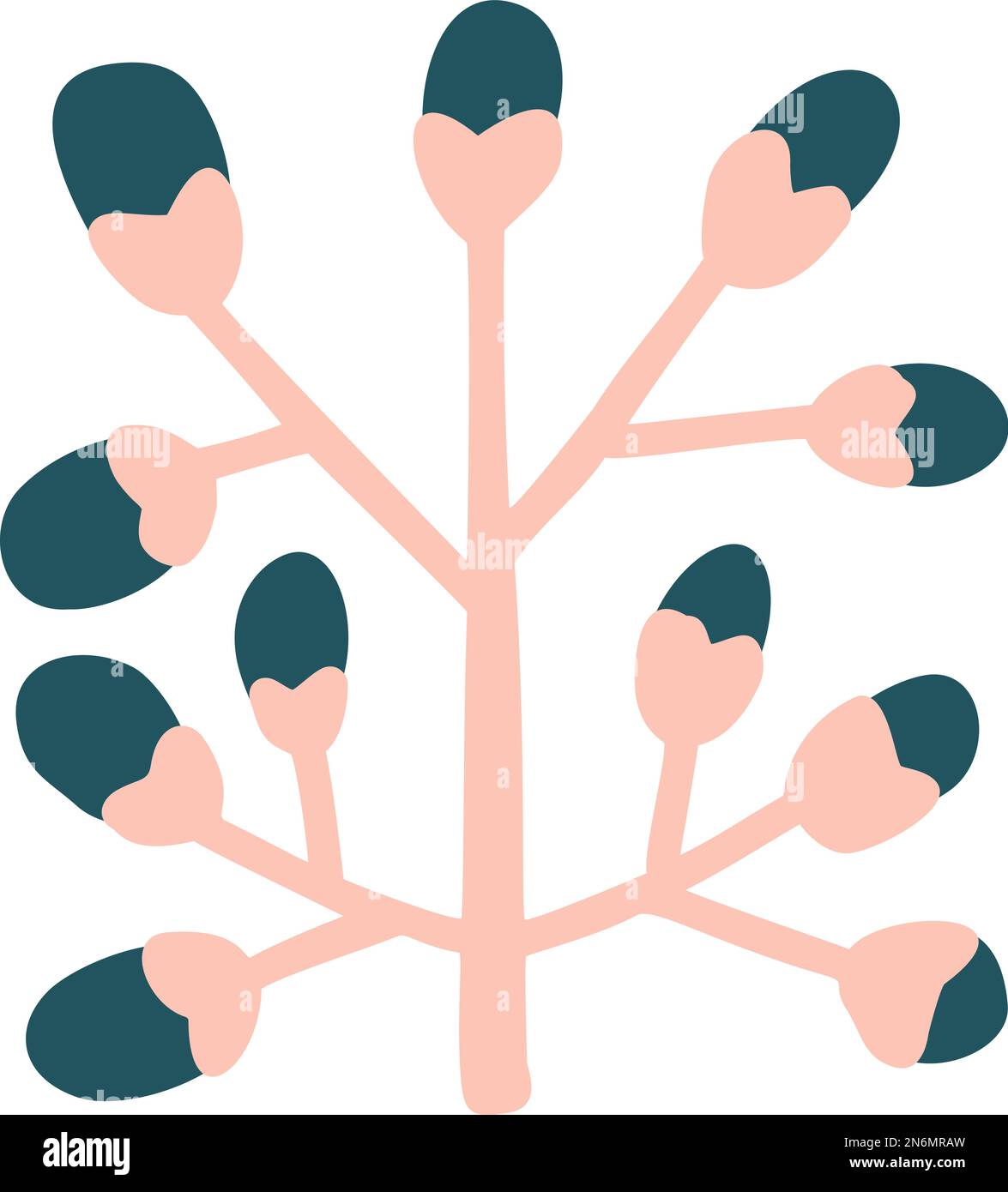 Vector groovy spring branch with berries. Positive floral ethno 70s ...