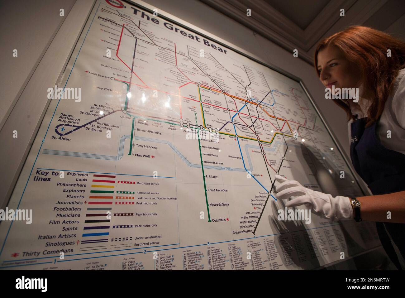 A Sotheby's employee poses with a lithograph 'The Great Bear' by Simon ...
