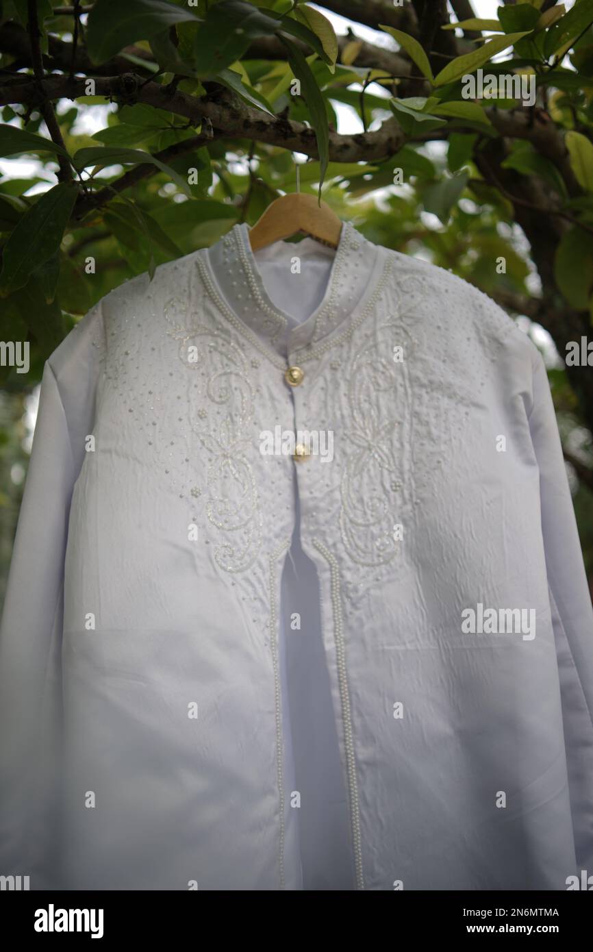 White wedding dress hanging in a tree Stock Photo - Alamy