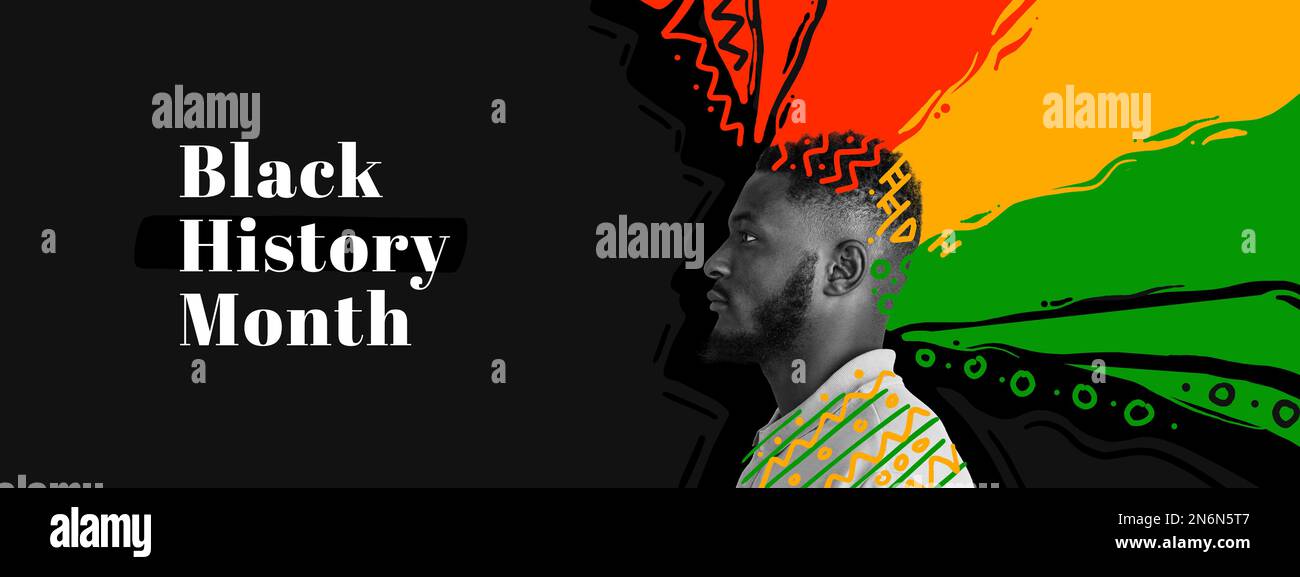 Racial equality. African-american man in red yellow green colors over ...