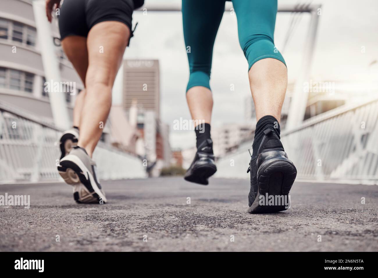 Fitness, city or legs running in training, workout or cardio exercise ...