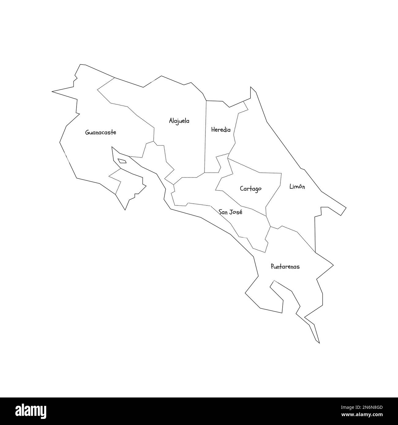 Costa Rica political map of administrative divisions - provinces ...