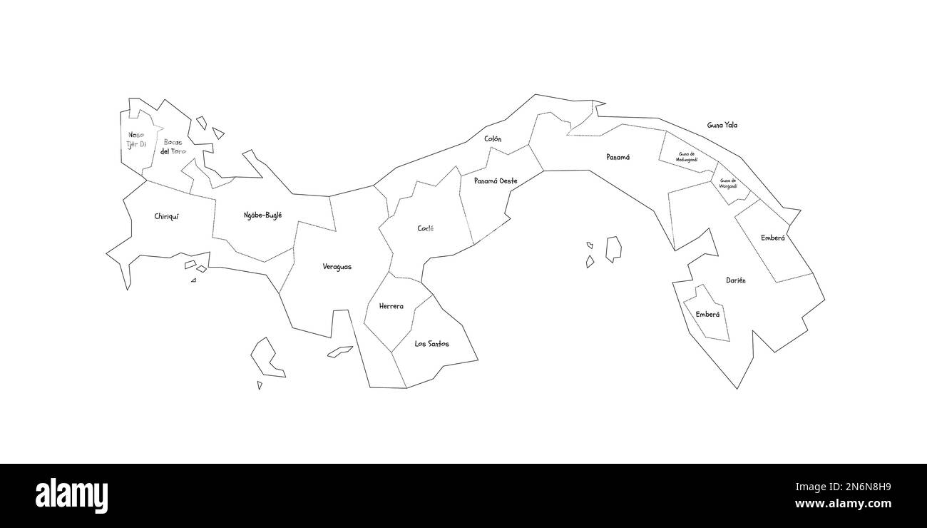 Panama political map of administrative divisions - provinces. Handdrawn ...