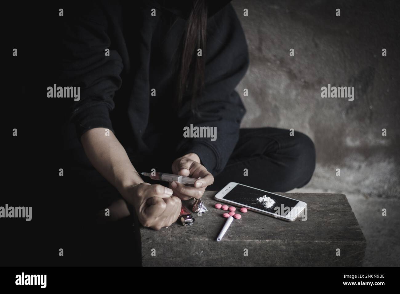 Drug addict man with syringe using drugs, Drugs concept, 26 June ...