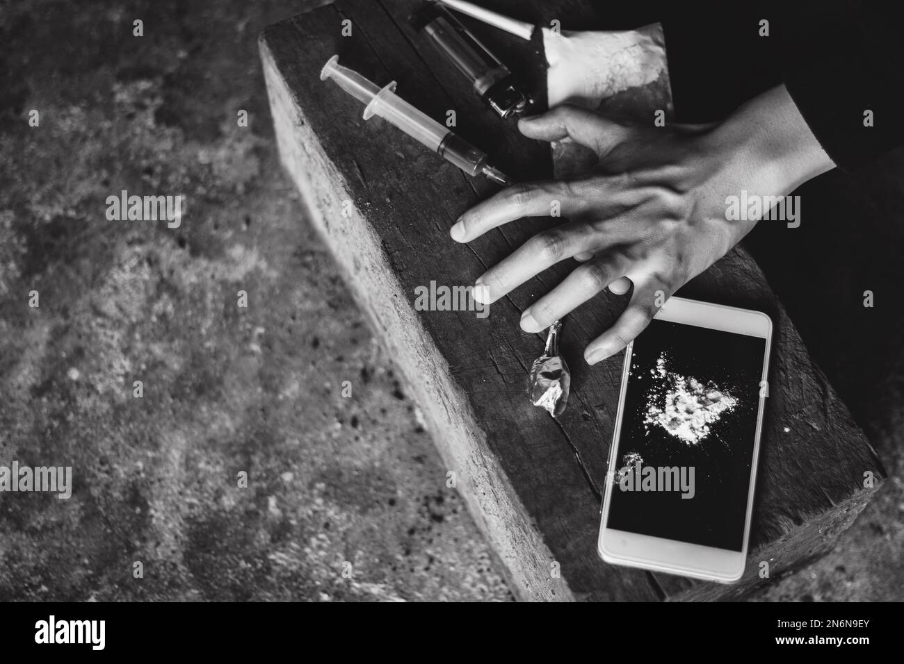 Human hands on dark background, Stop drug addiction concept, Do not ...