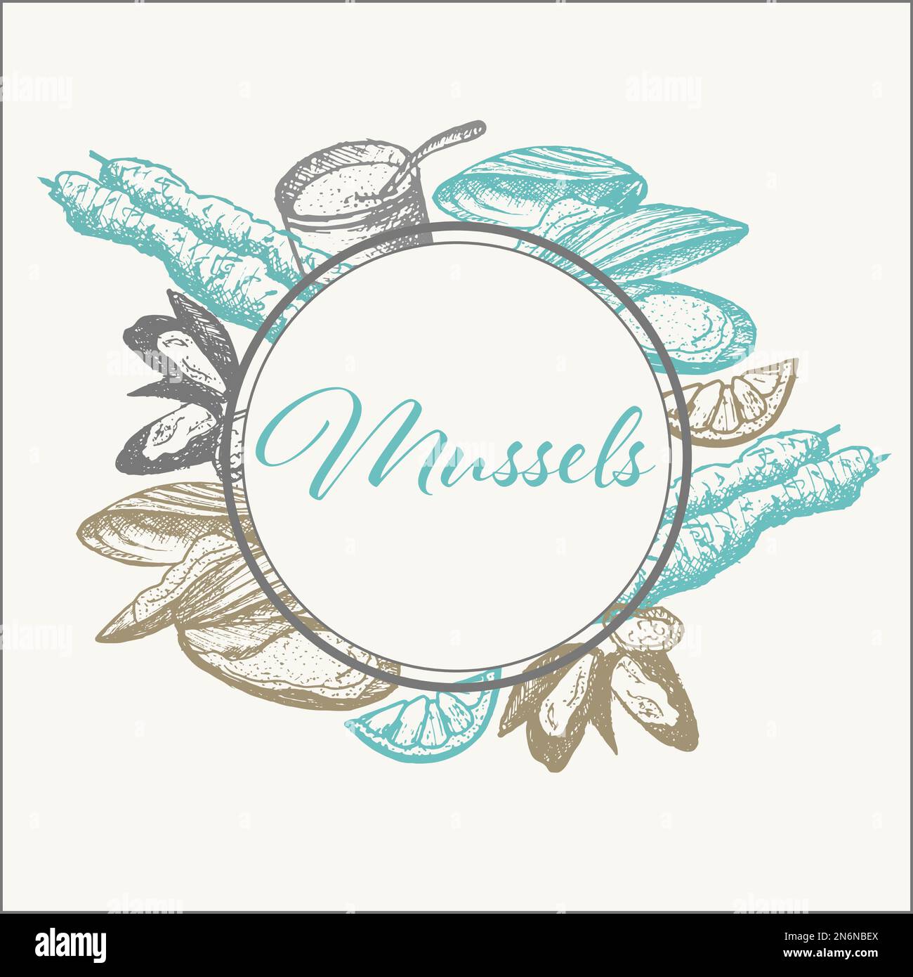 Hand drawn mussel. Vector vintage mussel on white background Stock ...
