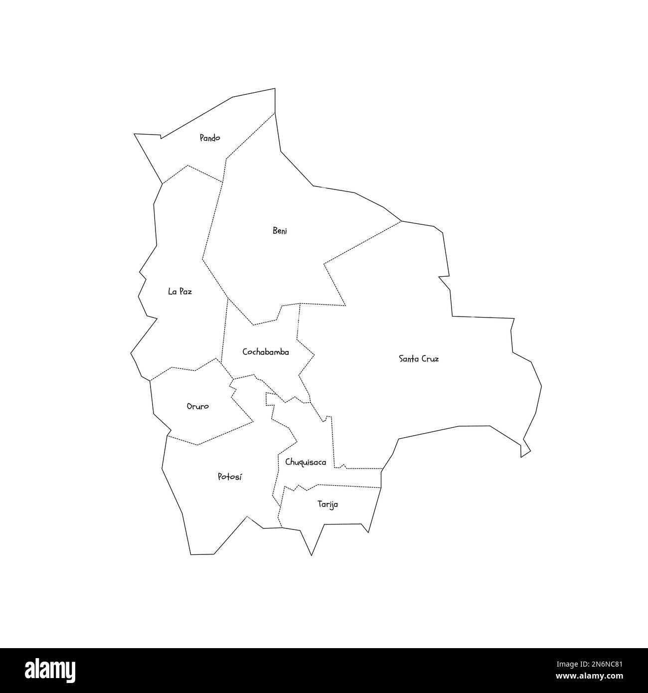 Bolivia political map of administrative divisions - departments ...