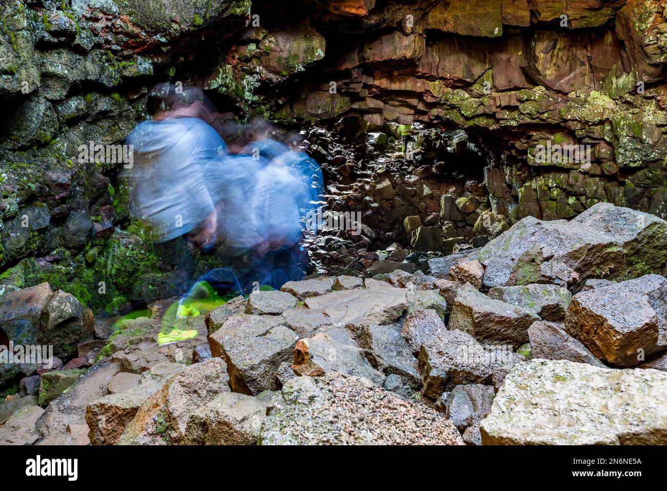Visiting a lava cave in Sothern Iceland. Beautiful stone tunnel and ...