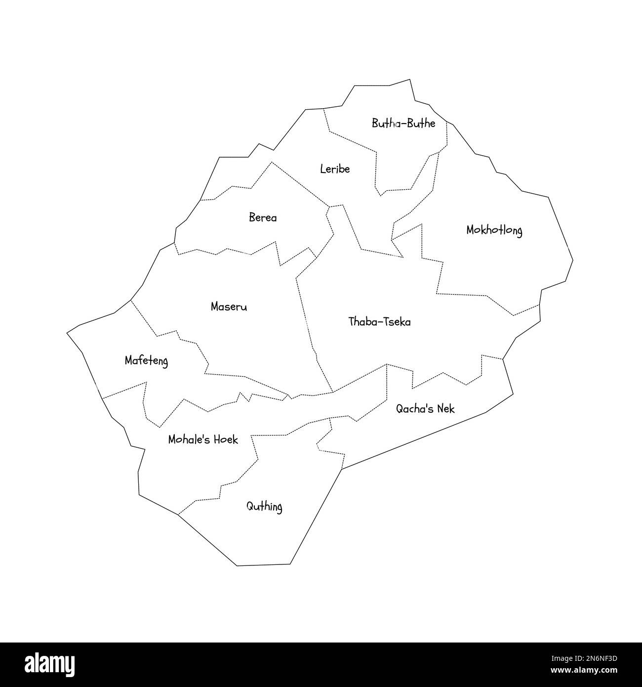 Lesotho Political Map Of Administrative Divisions Districts