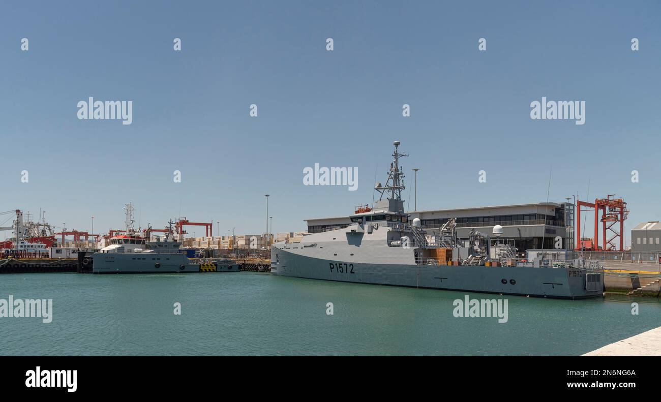Cape Town, South Africa. 2023. An inshore patrol vessel P 1572 the Adam ...