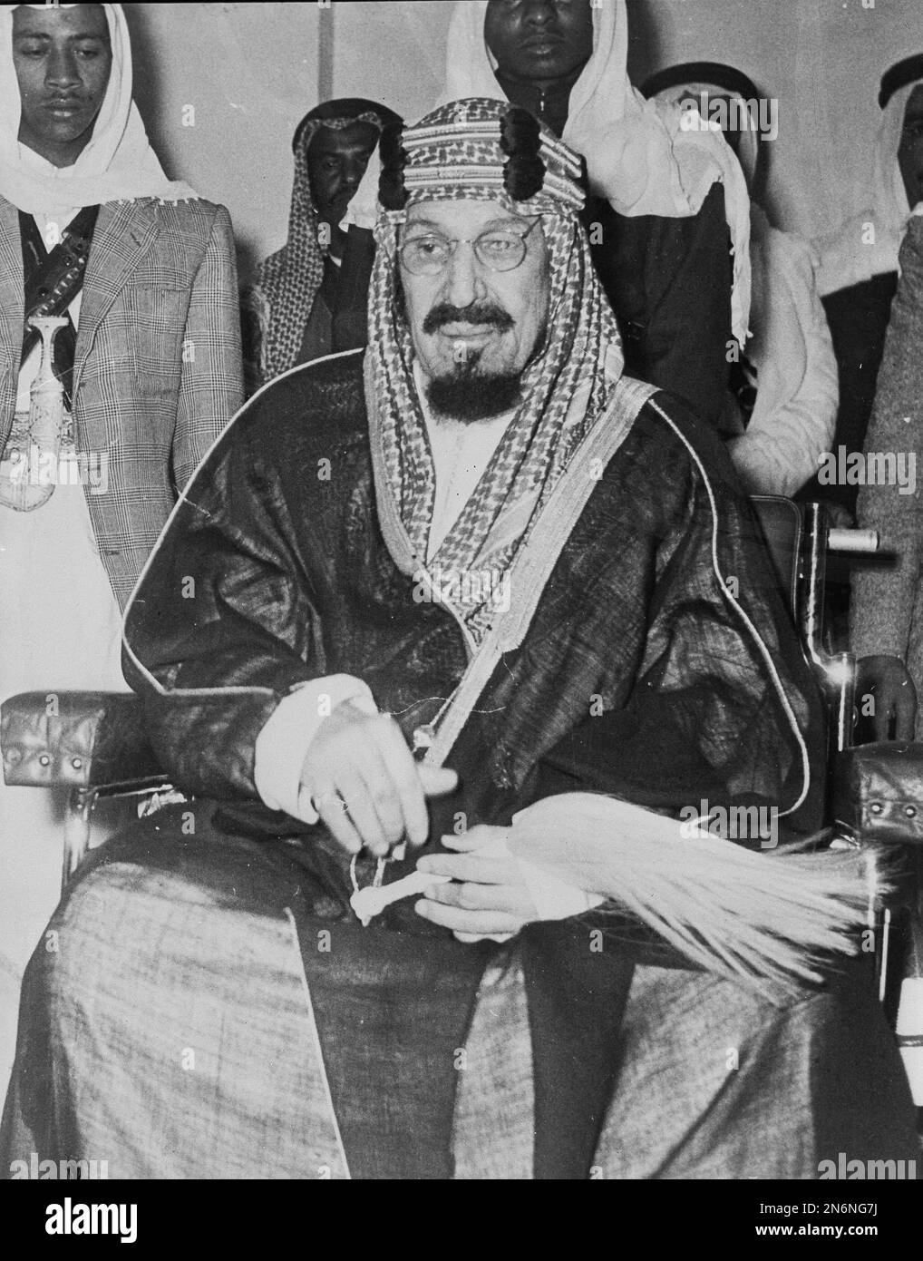 King Ibn Saud of Saudi Arabia at Ryadh, Sept. 1, 1953. (AP Photo Stock ...