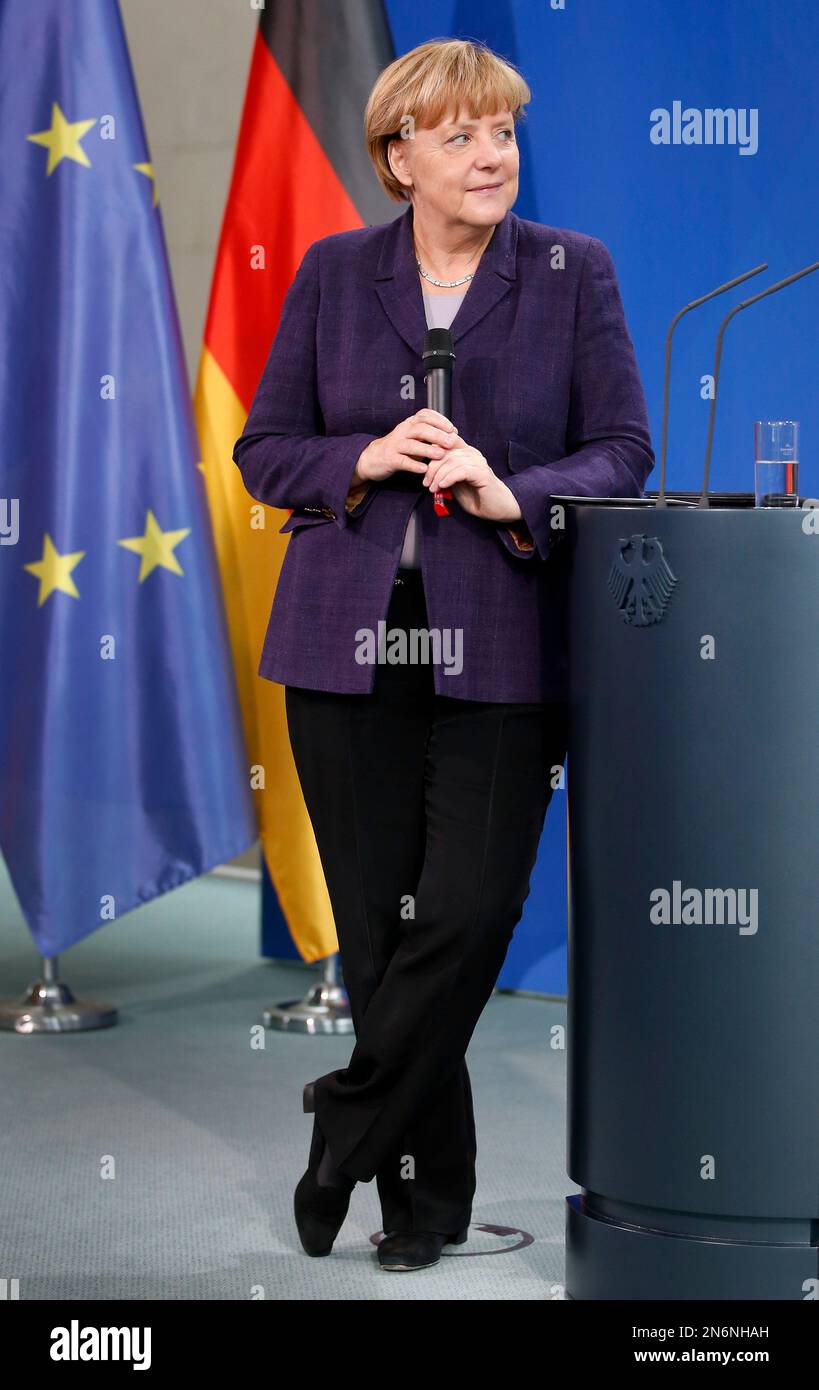 German Chancellor Angela Merkel attends the award ceremony for the ...
