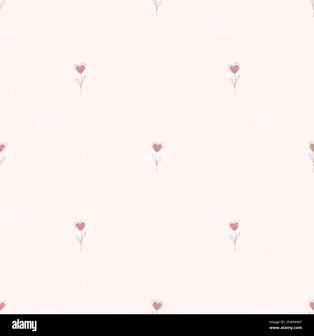 Heart shaped doodle flower seamless pattern, delicate and elegant ...