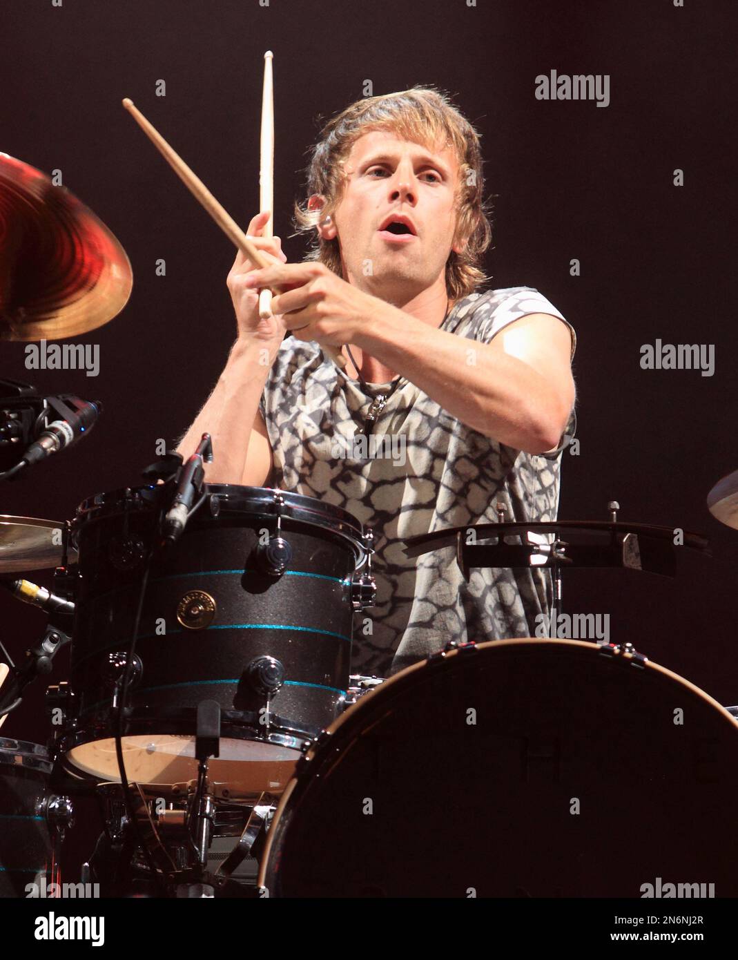 Dominic Howard of the English rock band Muse performs in concert during ...