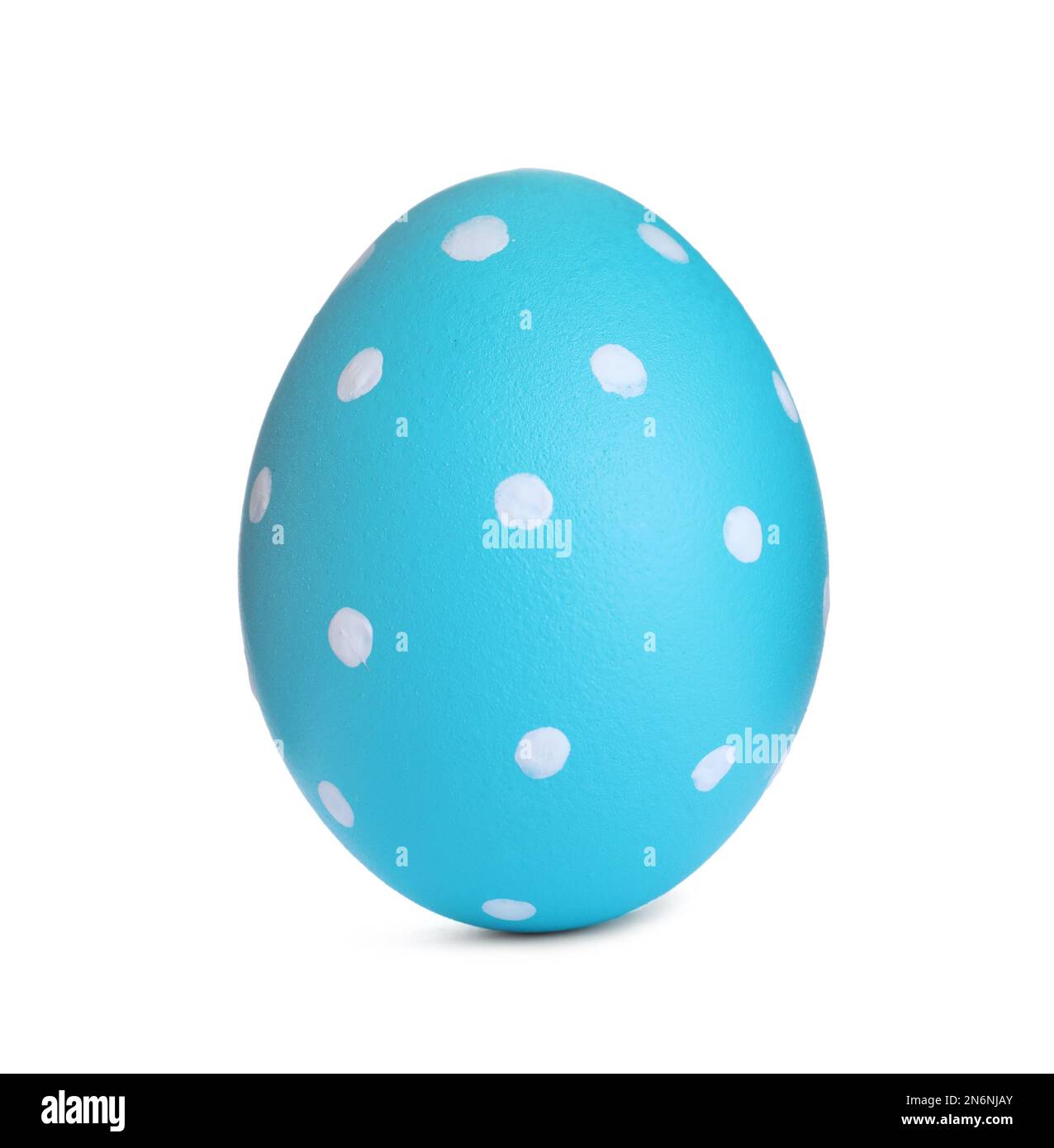 Painted light blue egg with dot pattern isolated on white. Happy Easter ...
