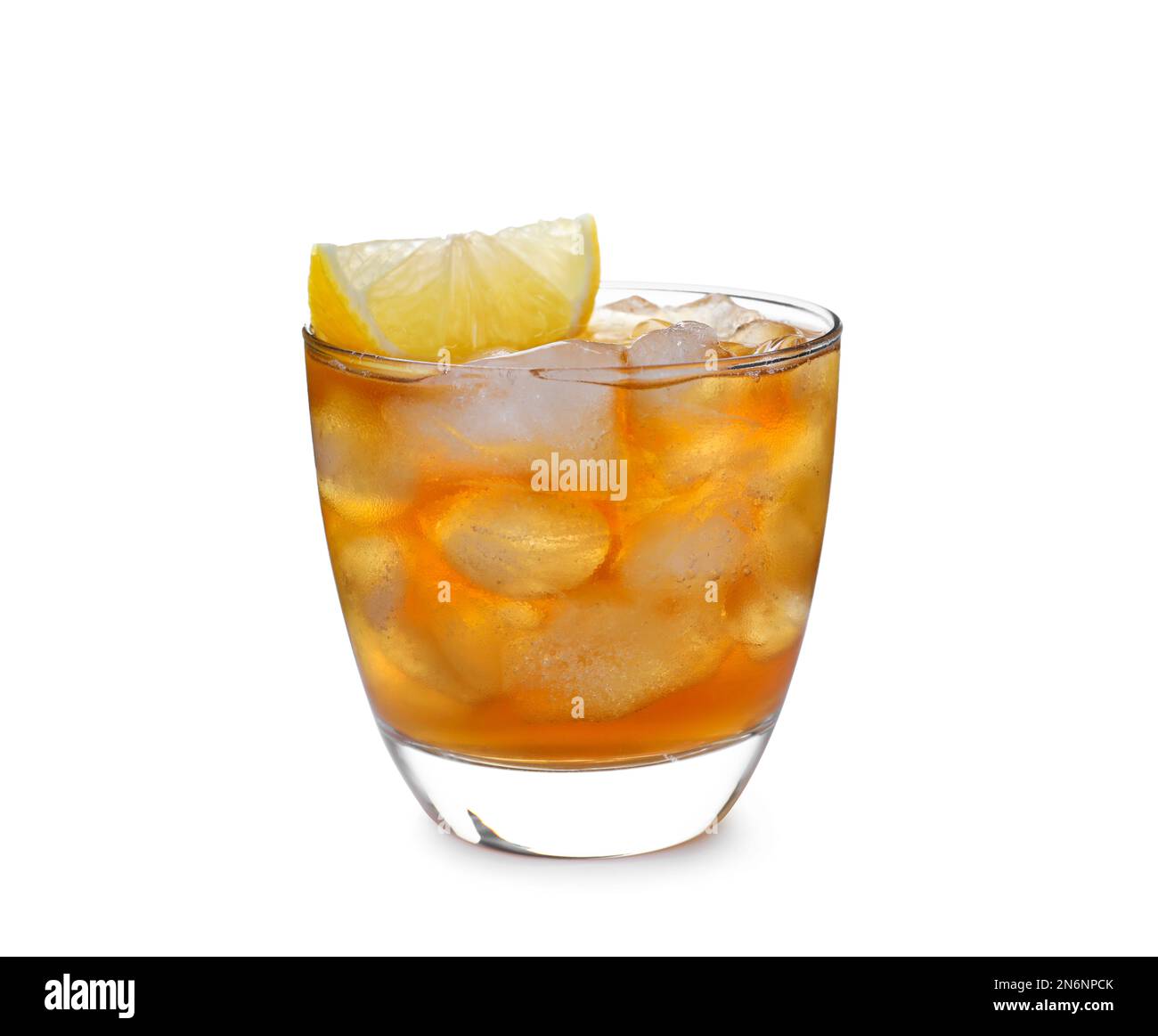 Delicious iced tea in glass on white background Stock Photo - Alamy