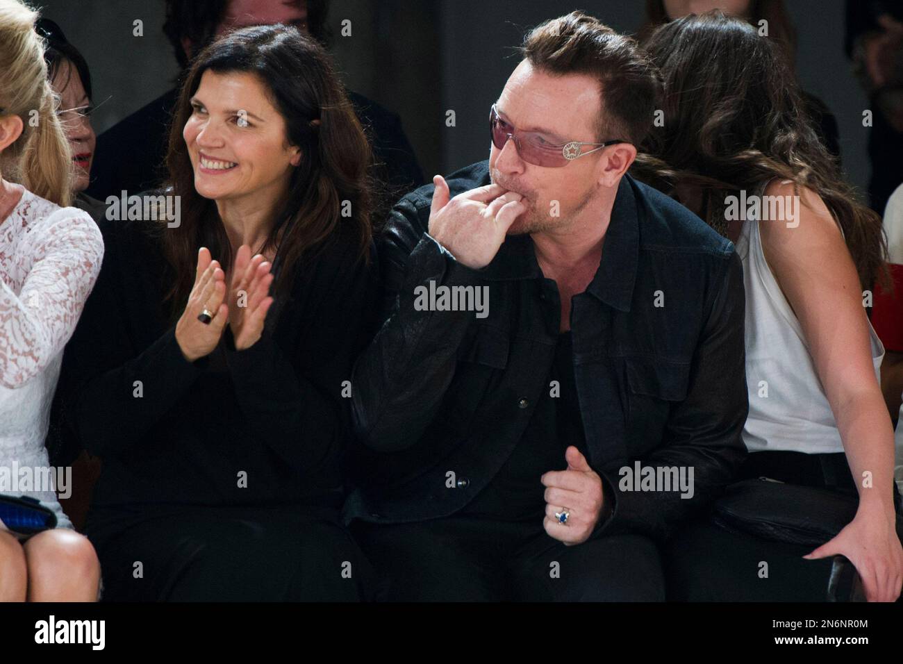 Bono and his wife Ali Hewson attend the Edun collection on Sunday, Sept ...
