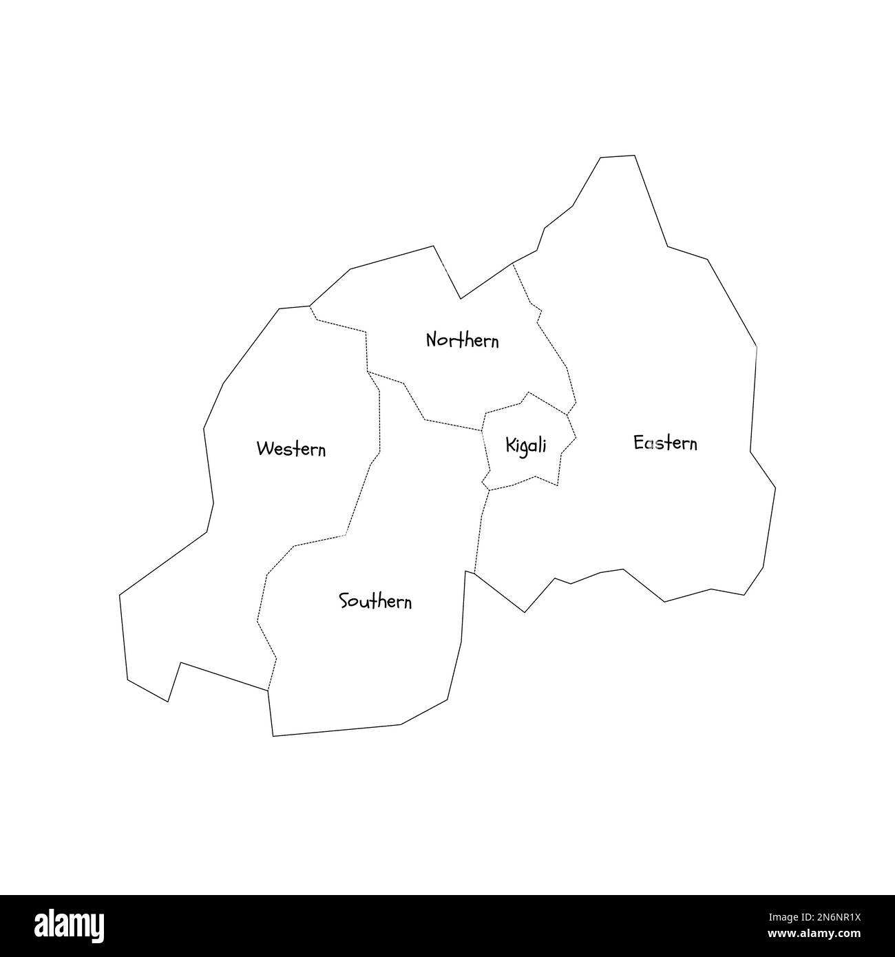 Rwanda political map of administrative divisions - provinces. Handdrawn ...