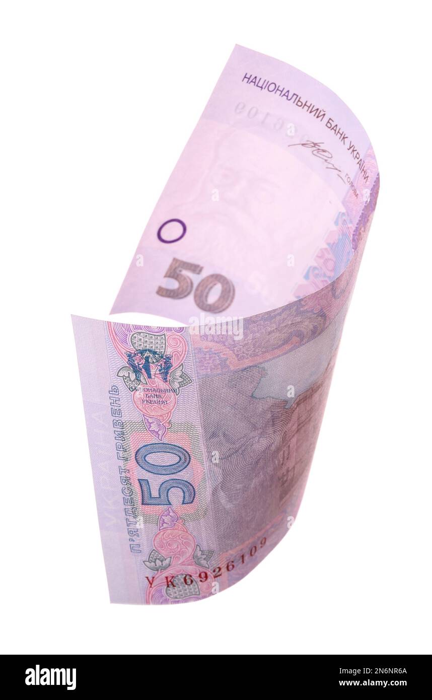 50 Ukrainian Hryvnia banknote on white background Stock Photo - Alamy