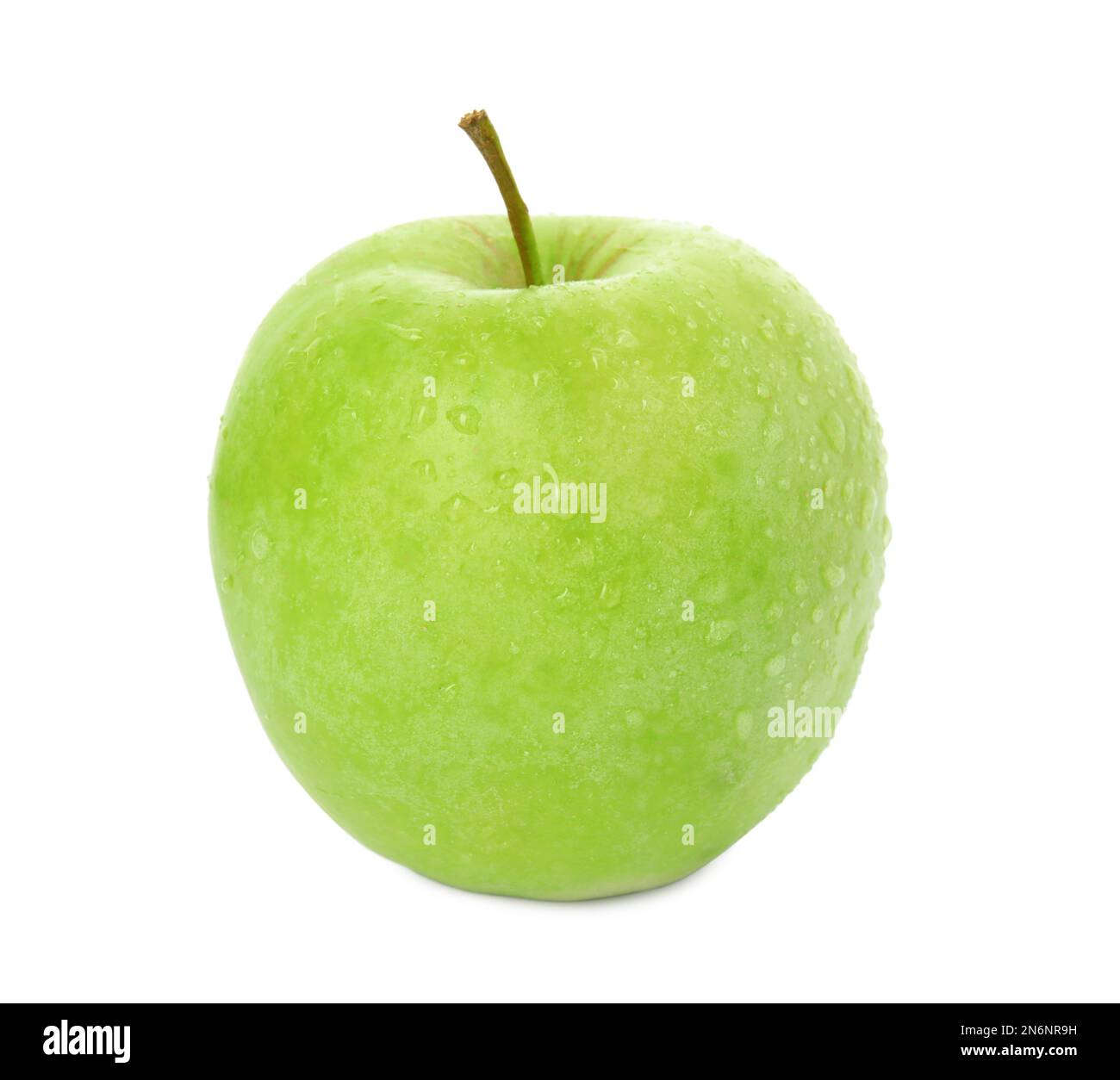 Fresh ripe green apple with water drops isolated on white Stock Photo ...